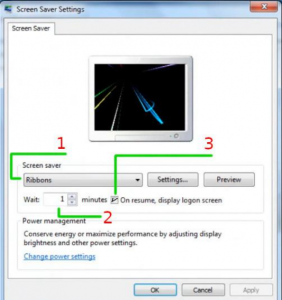Set password and activate "lock screen" for computers running on ...